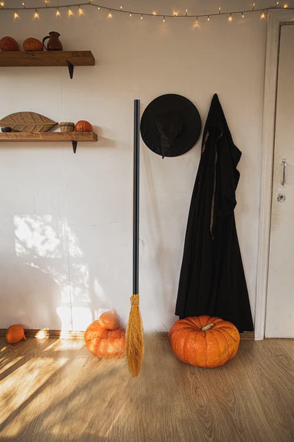 Medoore 3 Pcs Halloween Witch Broom Plastic Witch Broomstick Cosplay Broom Props, Realistic Wizard Flying Broom Stick Accessory for Costumes