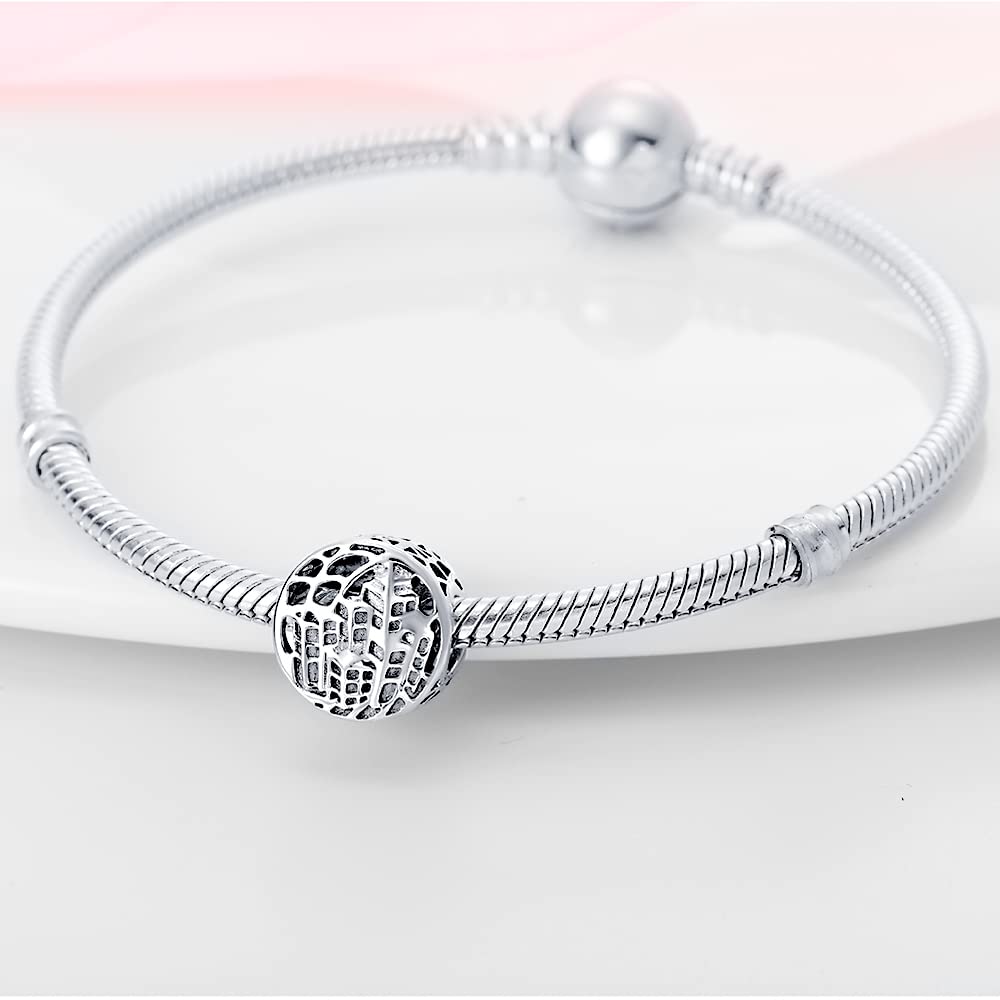 HappyStar 925 Sterling Silver Charms for Bracelets and Necklaces,Combination Dangle Pendants Beads Charms Jewelry Gift for Couples Sisters.(With Spacer Beads)
