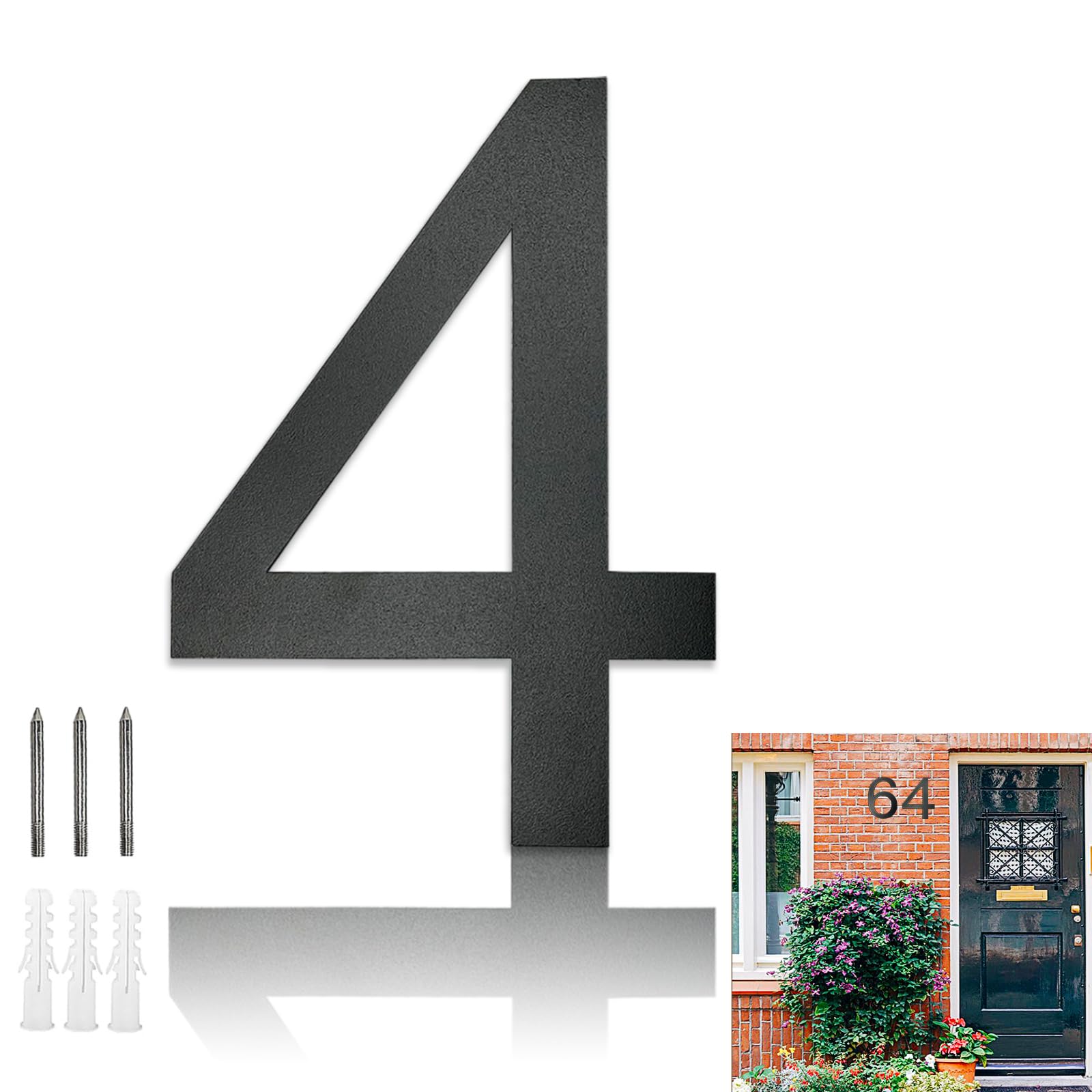MOLVCE 8 Inch Large House Numbers for Outside, Stainless Steel Address Numbers, Floating Modern House Numbers, Door Mailbox Numbers, Number 4