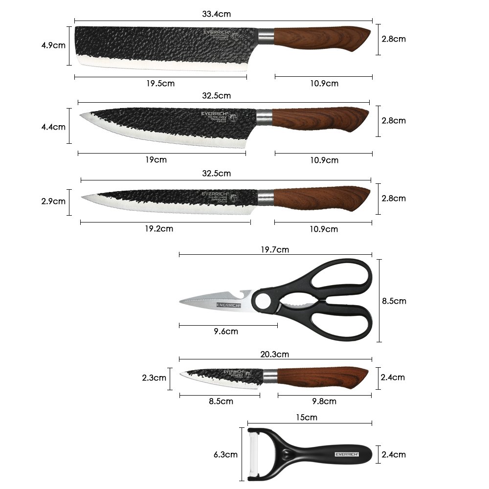 Kitchen Cutting Knives Set for Home, Sharp knives Set for the Kitchen Non-Stick Blades and Ergonomic Design Handles, Chef Knife Set with Gift Box Including Peeler and Shears