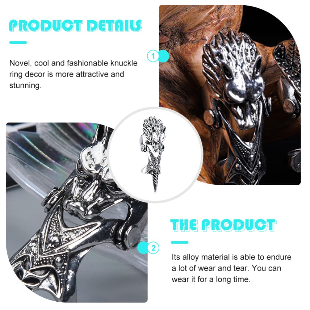 KALLORY Knuckle Joint Full Finger Ring Vintage Punk Rings Wolf Activity Ring Gothic Claw Finger Rings Hip Hop Costume for Men Woman