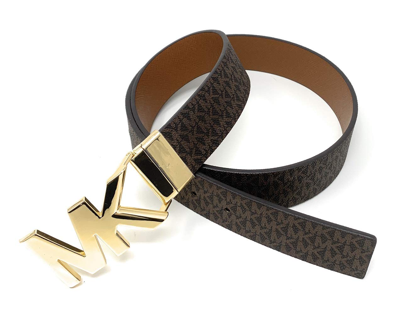 Michael Kors Signature Logo Reversible Belt - Brown (Medium)