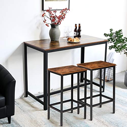 IBUYKE Bar Table, High Dining Table, ndustrial Bar Counter, Home Office Desk with Metal Frame, 47.2 x 23.6 x 35.6 in, Desk for Living Room, Kitchen, Rustic Brown GL-TMJ013H
