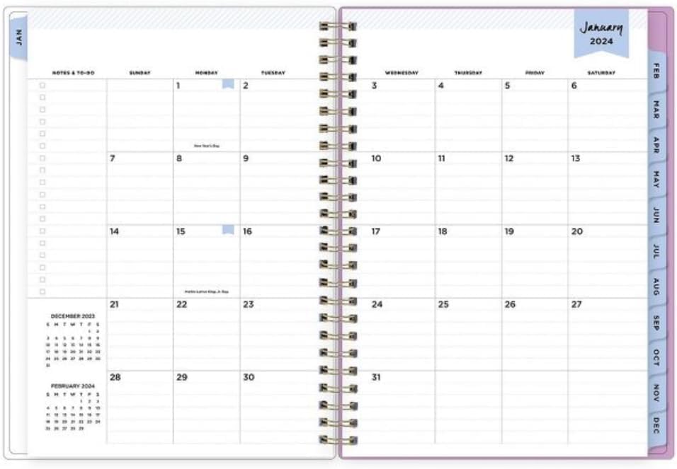 January 2024 x December 2024 Vertical Hourly Appointment Year Round Planner Notes,Weekly/Monthly 5.875"x8.625" Celebration Floral - Day Designer and BallPoint Crystal Daimond Pen