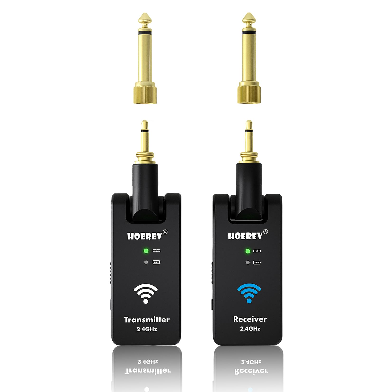HOEREV 2.4GHz Wireless Transmitter Receiver for Electric Guitar with Rechargeable Lithium Battery