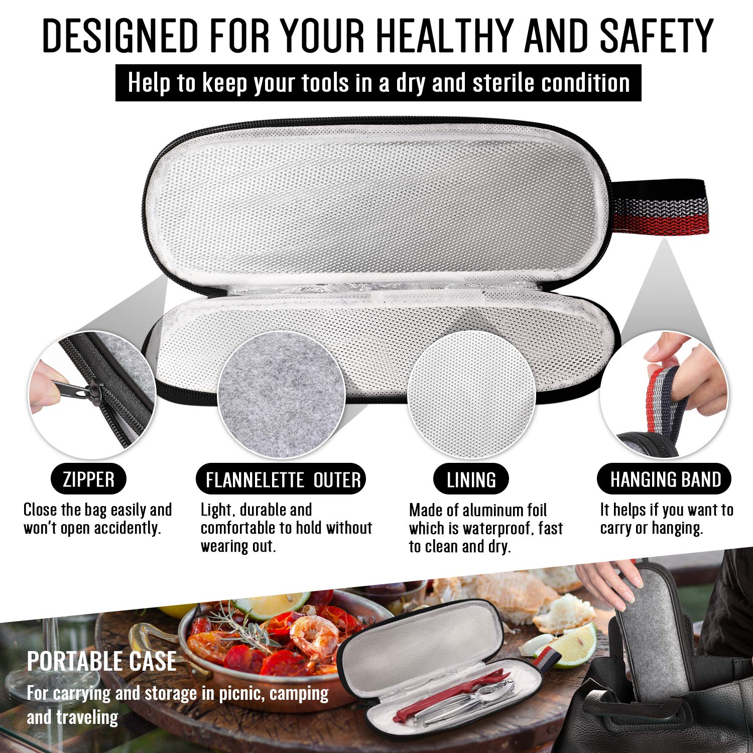 Hiware 13-piece Crab & Lobster Crackers and Tools Set Includes 4 Crab Leg Crackers, 4 Lobster Shellers, 4 Crab Forks/Picks and 1 Portable Bag - Dishwasher Safe