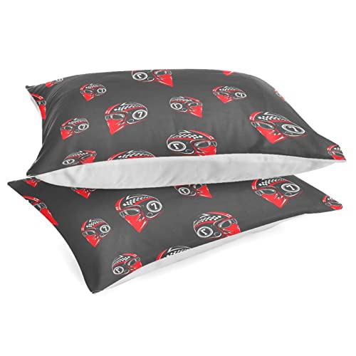 josid Kids Bedding Set King Size, Motorcycle Helmet Pattern Comforter Cover, Super Soft Quilt Set for Kids Boys Teens, Child Room Decor