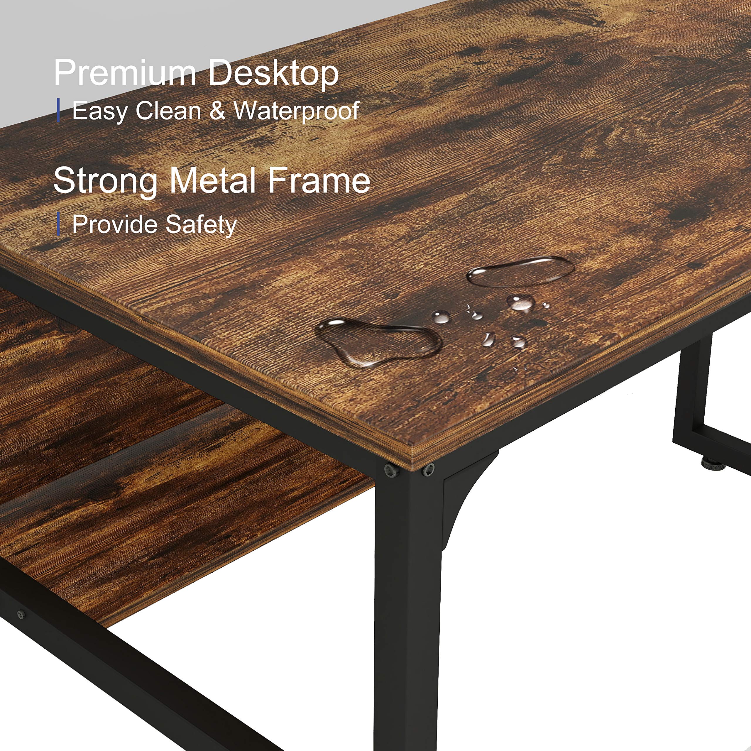 Hanamichi Computer Desk, 55" Computer Table with Bookshelf, Large Space, MDF Durable Board, Environmental Paint, Stable Design for Home Office (Vintage Brown)