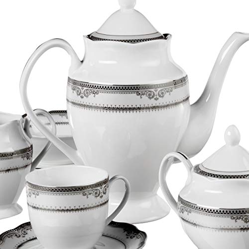 Lorenzo Import Victoria 57-Piece Wavy Porcelain Dinnerware Set