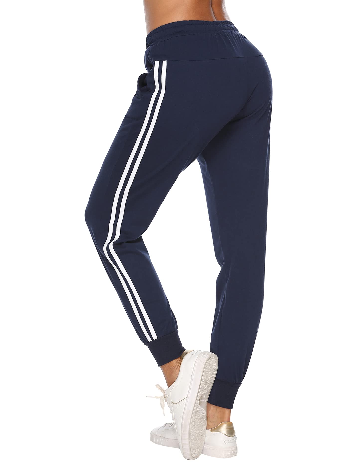 Kvswiu Womens Cotton Jogger Sweatpants Drawstring Workout Yoga Lounge Pants with Pockets Blue