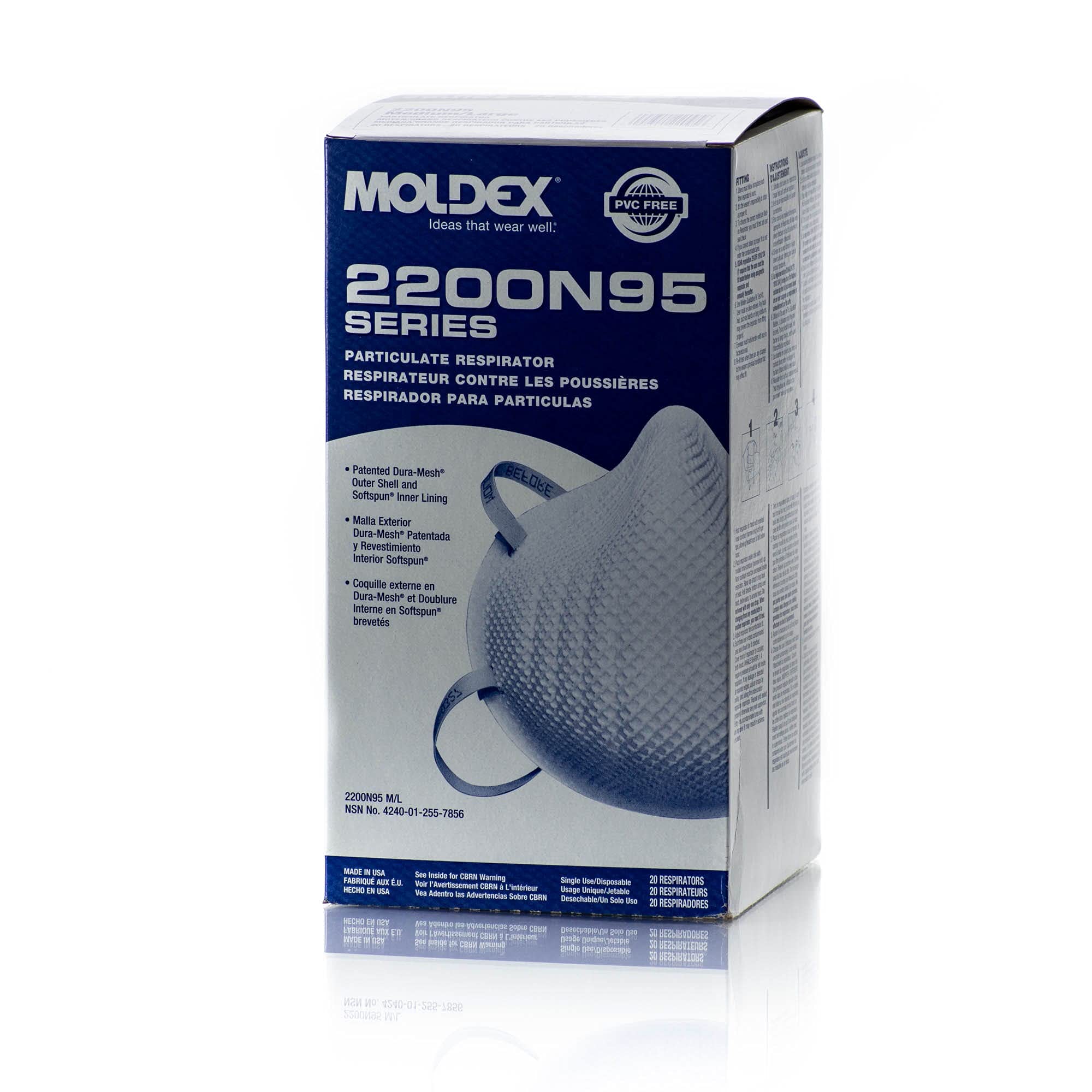 Moldex 2200 Series Disposable Particulate Respirator Masks, 20 Masks/Box