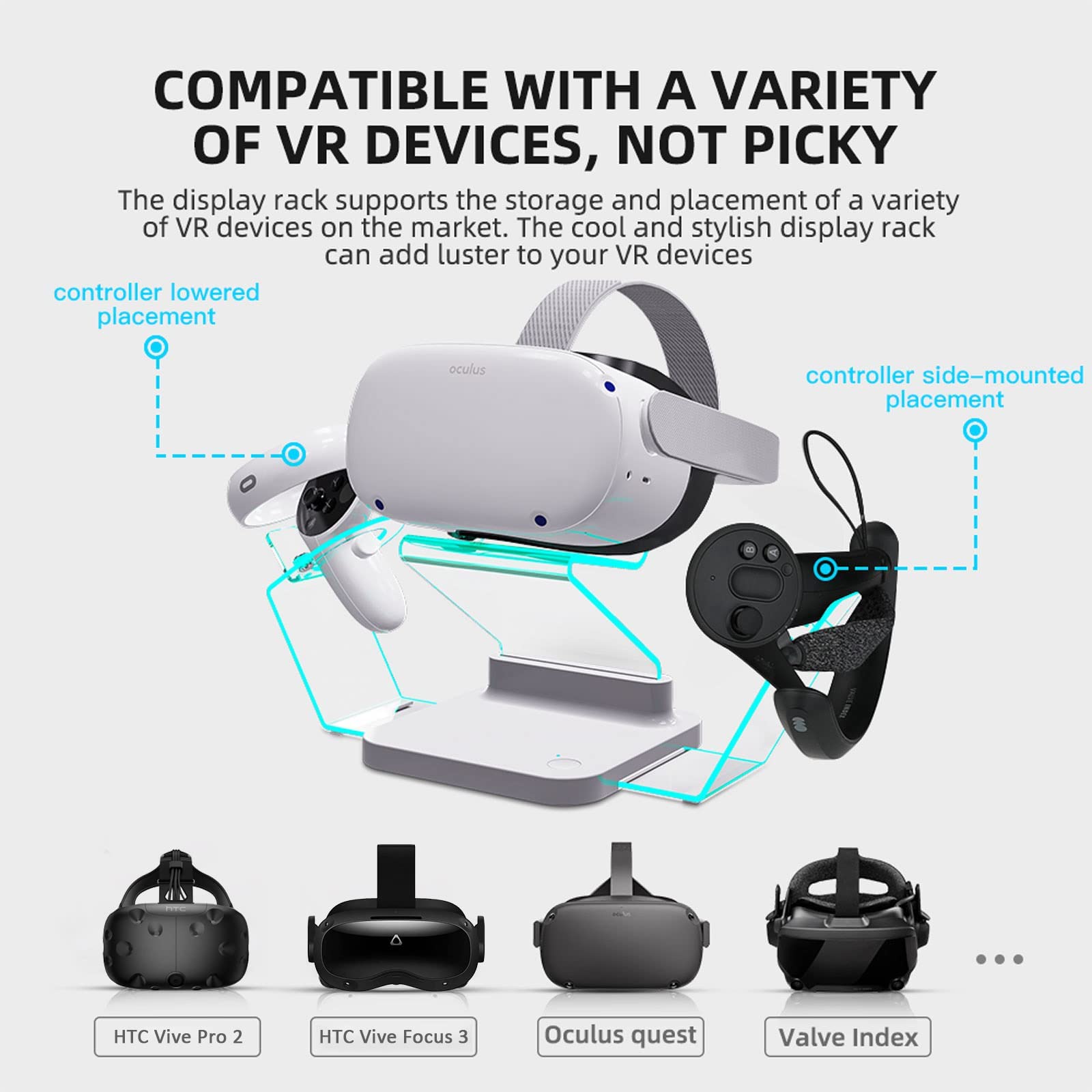Joso Charging Dock with LED Light for Oculus Quest 2, Charging Station with 2 Rechargeable Batteries for Meta Oculus Quest 2 Accessories, Fit Elite Strap, VR Quest Holder Stand & Controller Mount