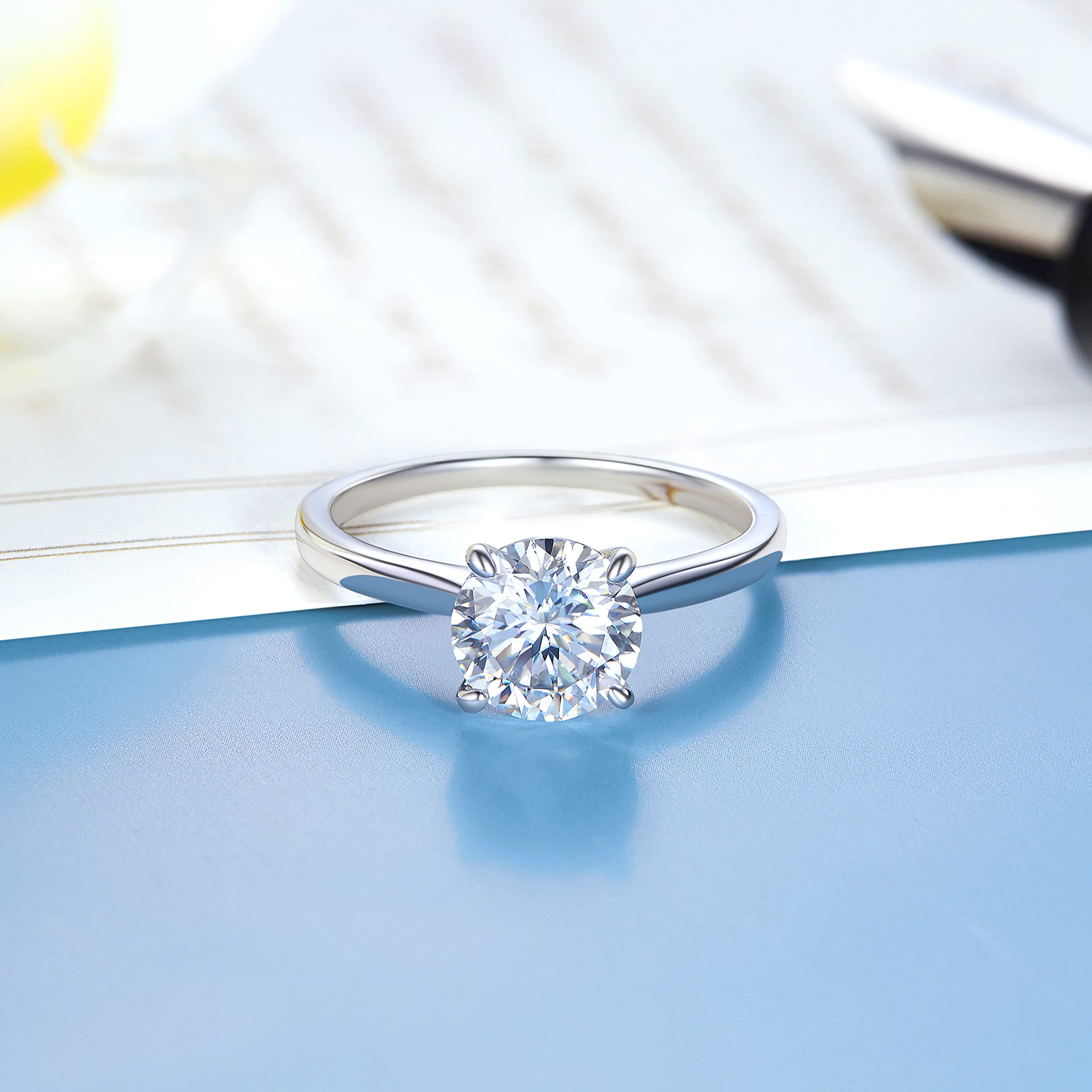 MomentWish Moissanite Wedding Rings 1 CT and Wedding Band 0.15 CT (Size 7)