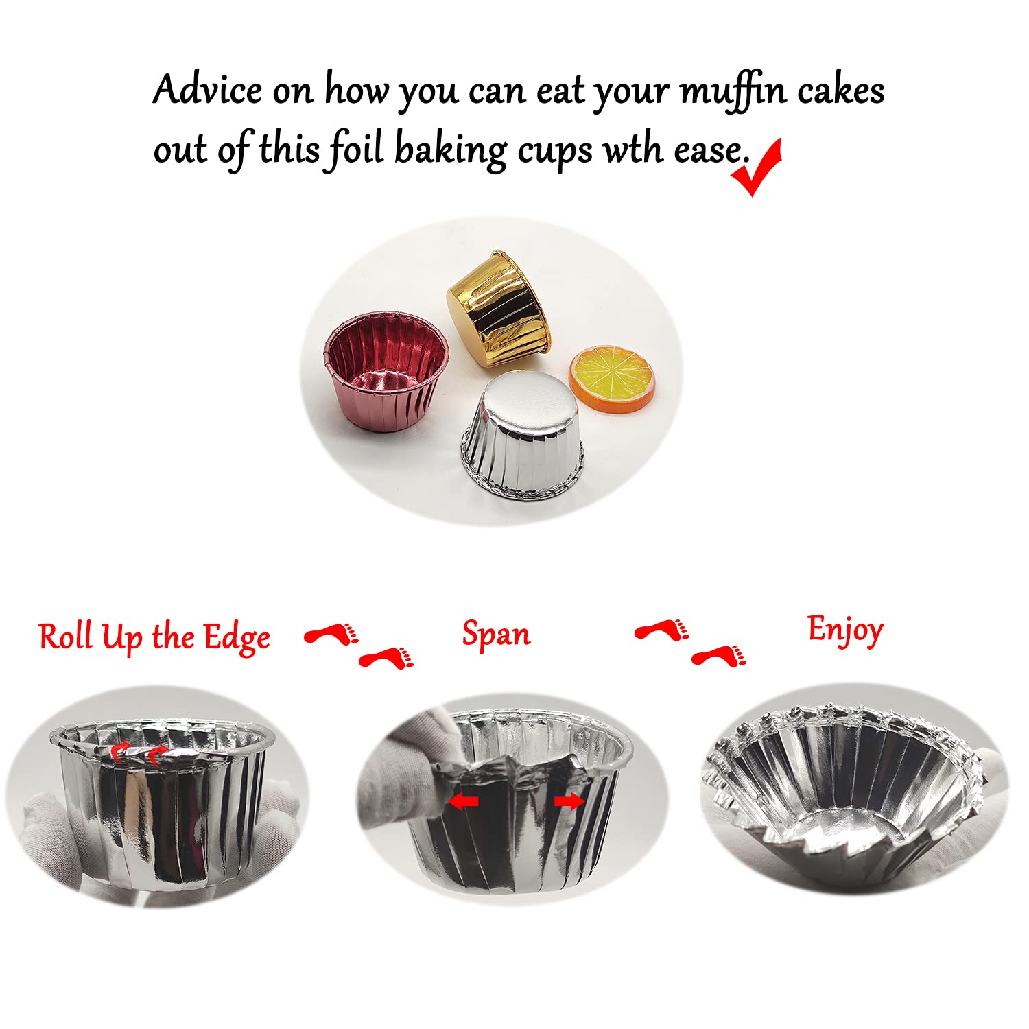 Mombake Aluminum Foil Standard Muffin Cupcake Liners, Disposable Baking Cups with Vibrant Color for Party Celebration, Gold 50-Count