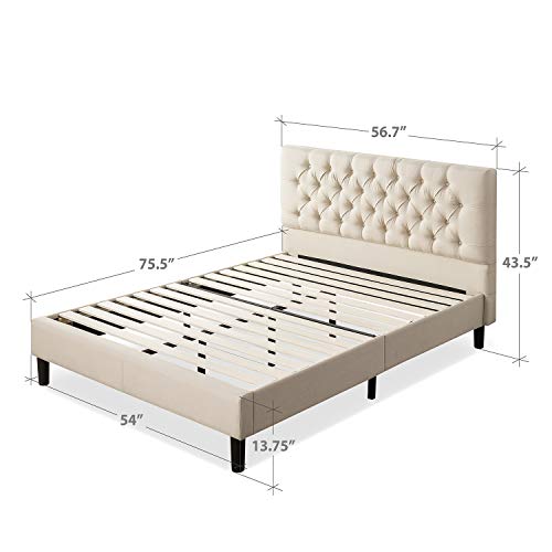 ZINUS Misty Upholstered Platform Bed Frame, Mattress Foundation, Wood Slat Support, No Box Spring Needed, Easy Assembly, Taupe, Full