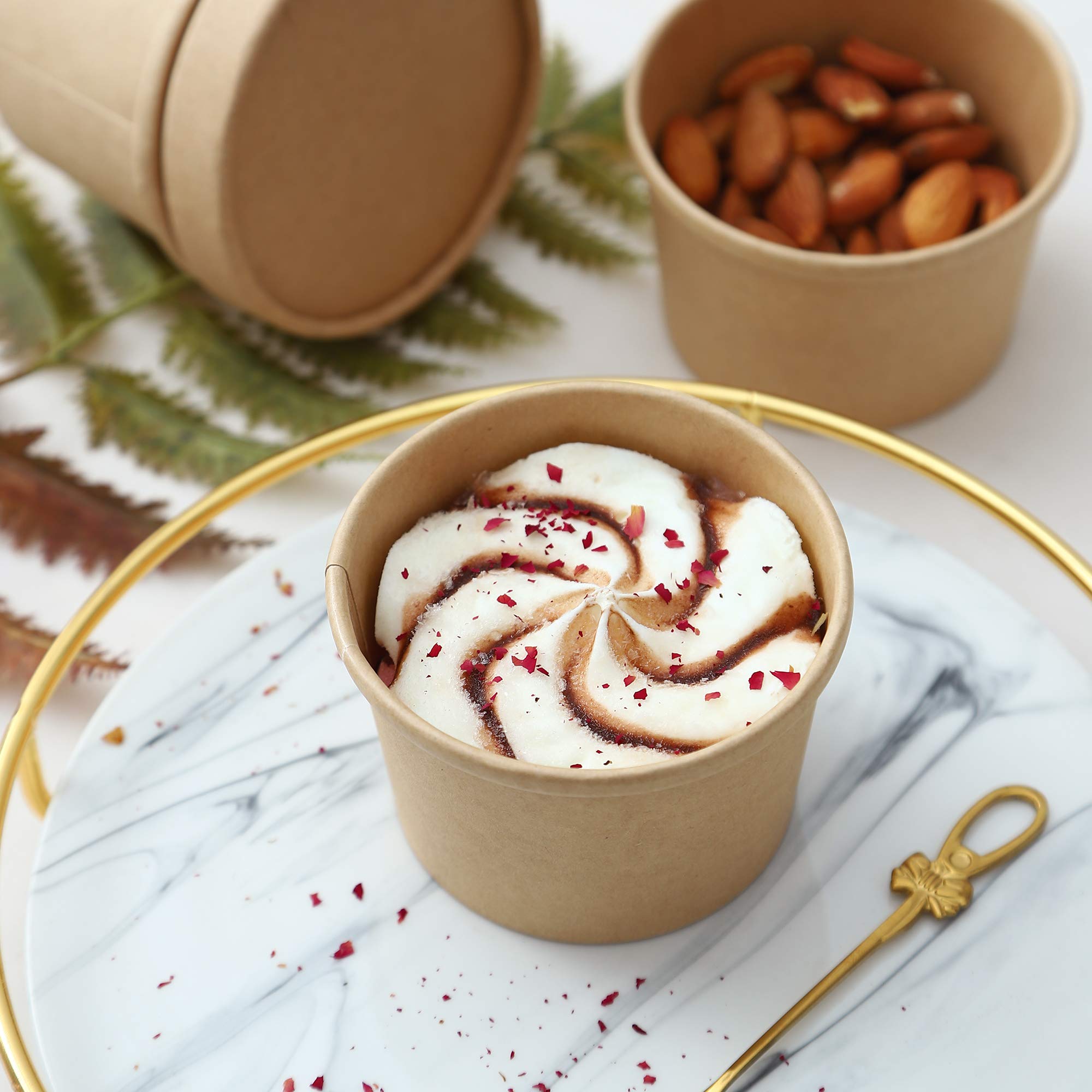 Heavy Duty Soup Containers, Ice Cream Bowls with Lids - 40 Pack 8 oz - Ice Cream Containers with Lids Ice Cream Cups with Lids Freezer Containers Disposable Dessert Bowls with Lids Soup Cups