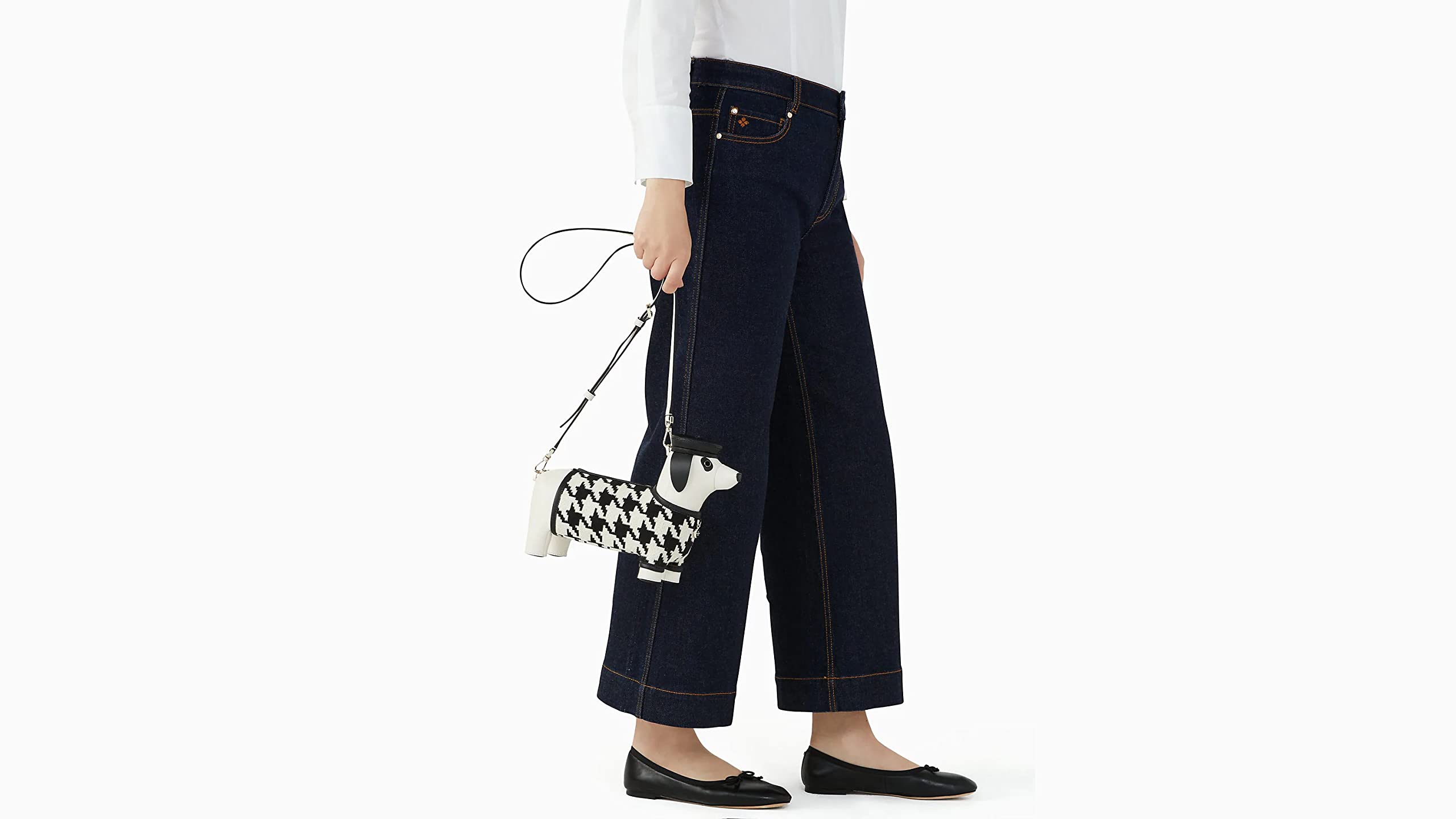 Kate Spade New York Claude Dachshund Houndstooth Crossbody (Houndstooth)