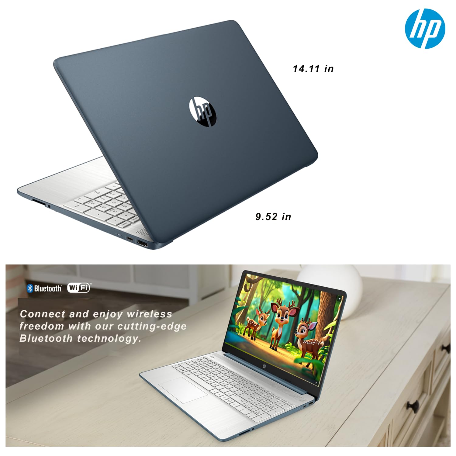 HP 15.6" HD Laptop, Intel Core i3-8130U Processor, 20GB Memory: 16GB Intel Optane + 4GB RAM, 2TB Hard Drive, Re-Writable DVD Drive, HD Webcam, Bluetooth, USB3.1, HDMI, Windows 10 Home, Blue