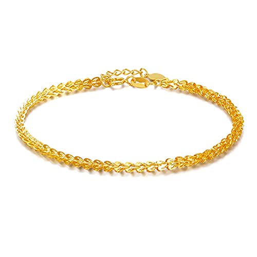JEWEAST Solid 18k Gold Bracelets for Women Real Gold, Yellow Gold bangle for Lover Mother Wife Girl,Rose Gold Gift With Certificate Fine Jewelry for Anniversary Birthday Wedding Party(6-7 Inch)