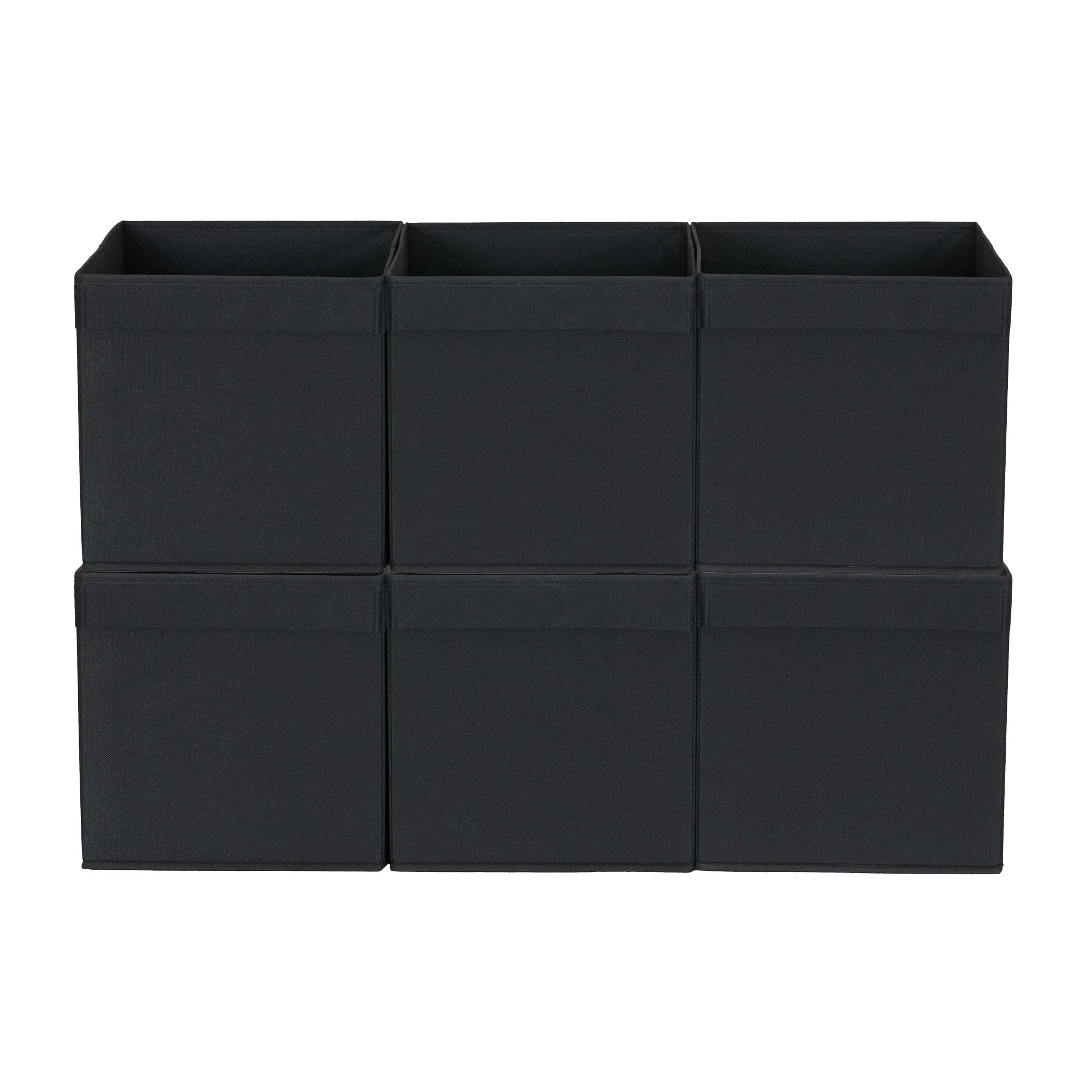 Household Essentials 86-1 Foldable Fabric Storage Bins | Set of 6 Cubby Cubes with Flap Handle, Black