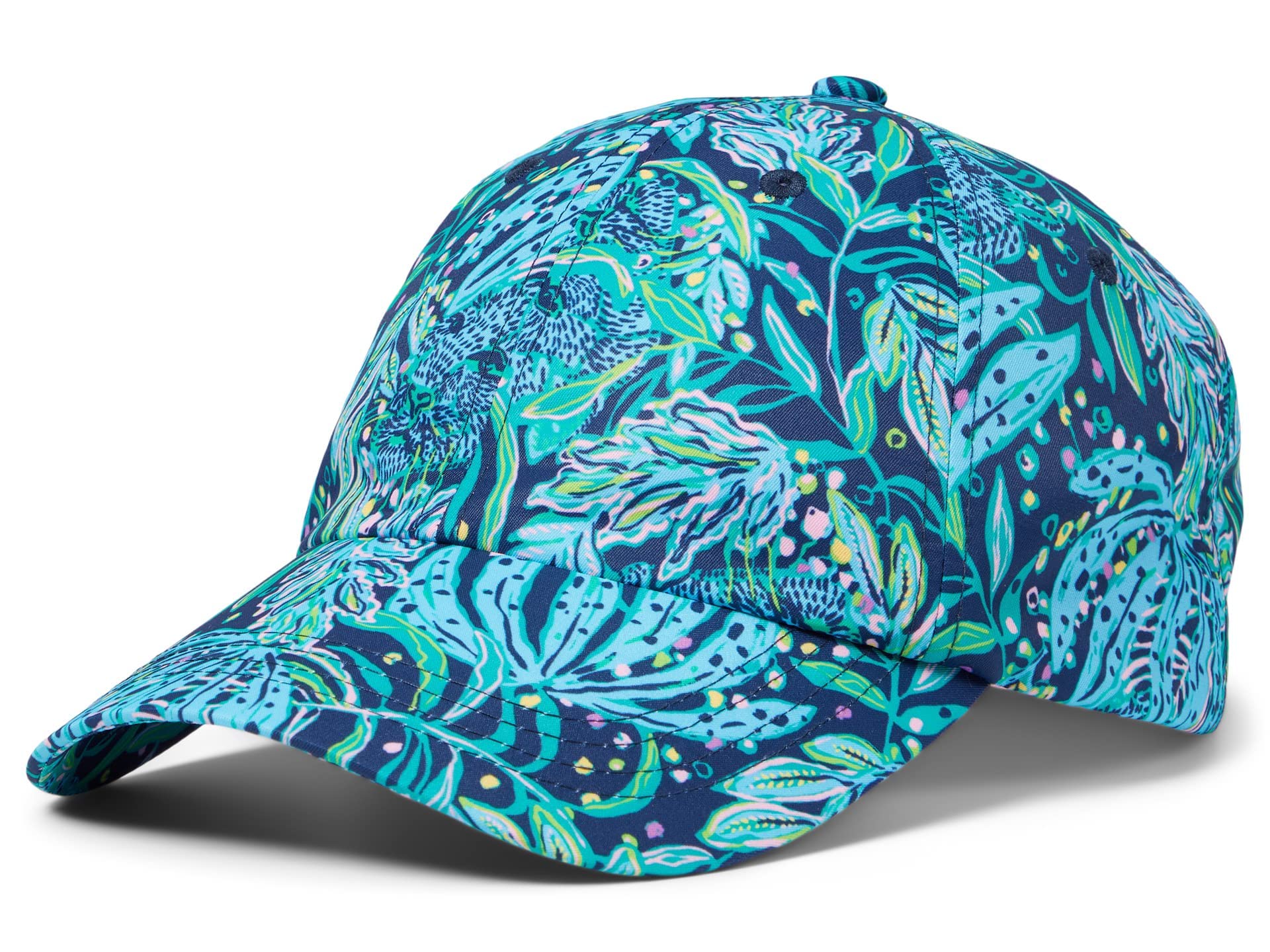 Lilly Pulitzer Run Around Baseball Hat for Women – Adjustable Back-strap – 100% Polyester – All-over Print Low Tide Navy Catty Purrsonality One Size One Size
