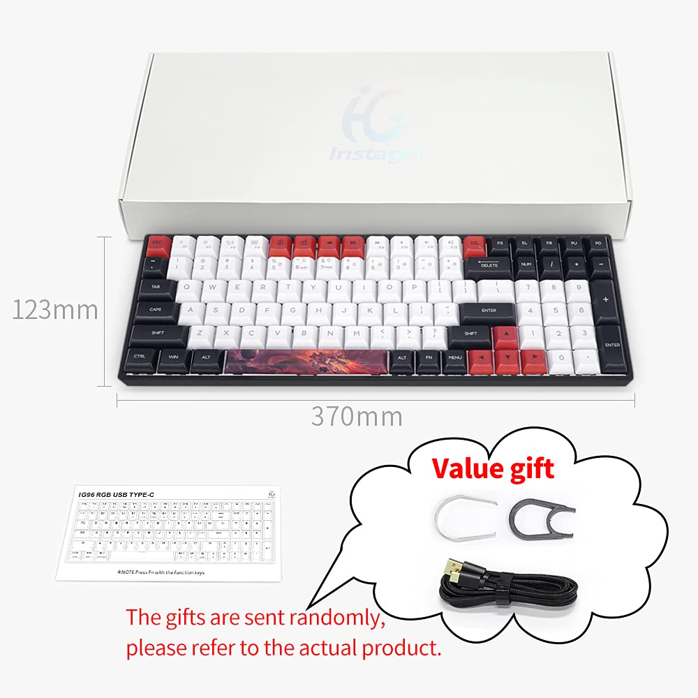 IG INSTAGO 96 Keys Mechanical Keyboard, RGB Backlit USB Wired Gaming Keyboard, Ergonomic KB with Planet War Theme, Perfect for PC/Mac Gamer (Gateron Brown Switch)