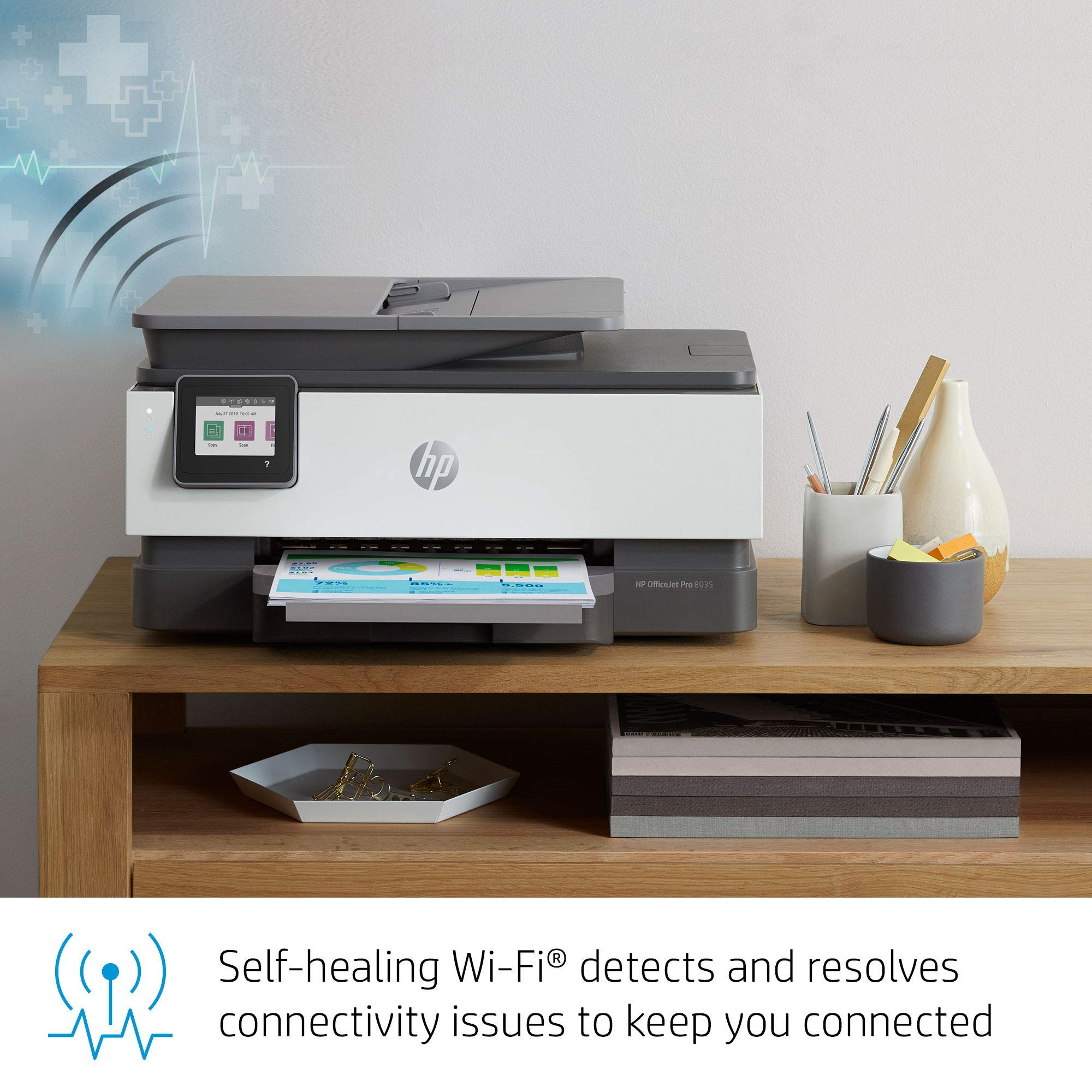 HP OfficeJet Pro 8035 All-in-One Wireless Printer – Smart Tasks for Home Office Productivity – Basalt (5LJ23A) (Renewed)