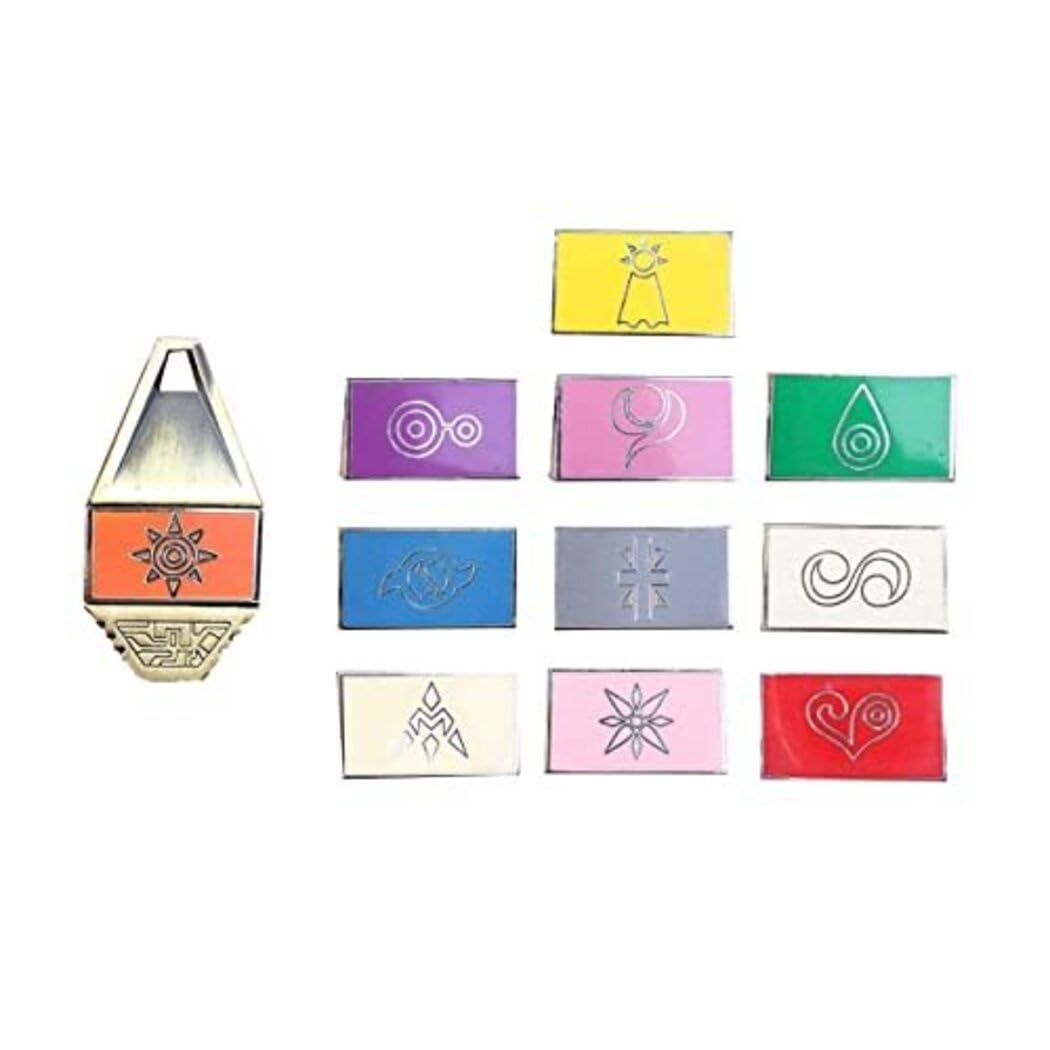 Momoso_Store Anime Digital Monster Evolution Badge Necklace Costume Cosplay Jewelry Gift For Collection (Set with Box)
