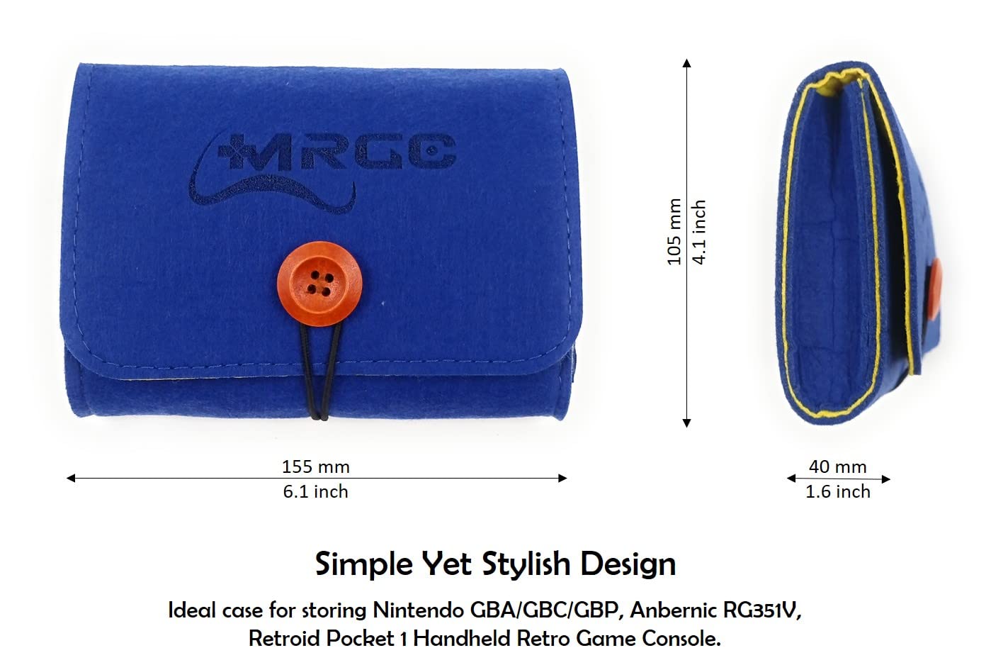 MRGC Felt Soft Case Carrying Bag for Nintendo GBA / GBC / GBP, Anbernic RG351V, Retroid Pocket 1 - Portable Travel Case, Protective Pouch for Handheld Retro Game Console (Blue)