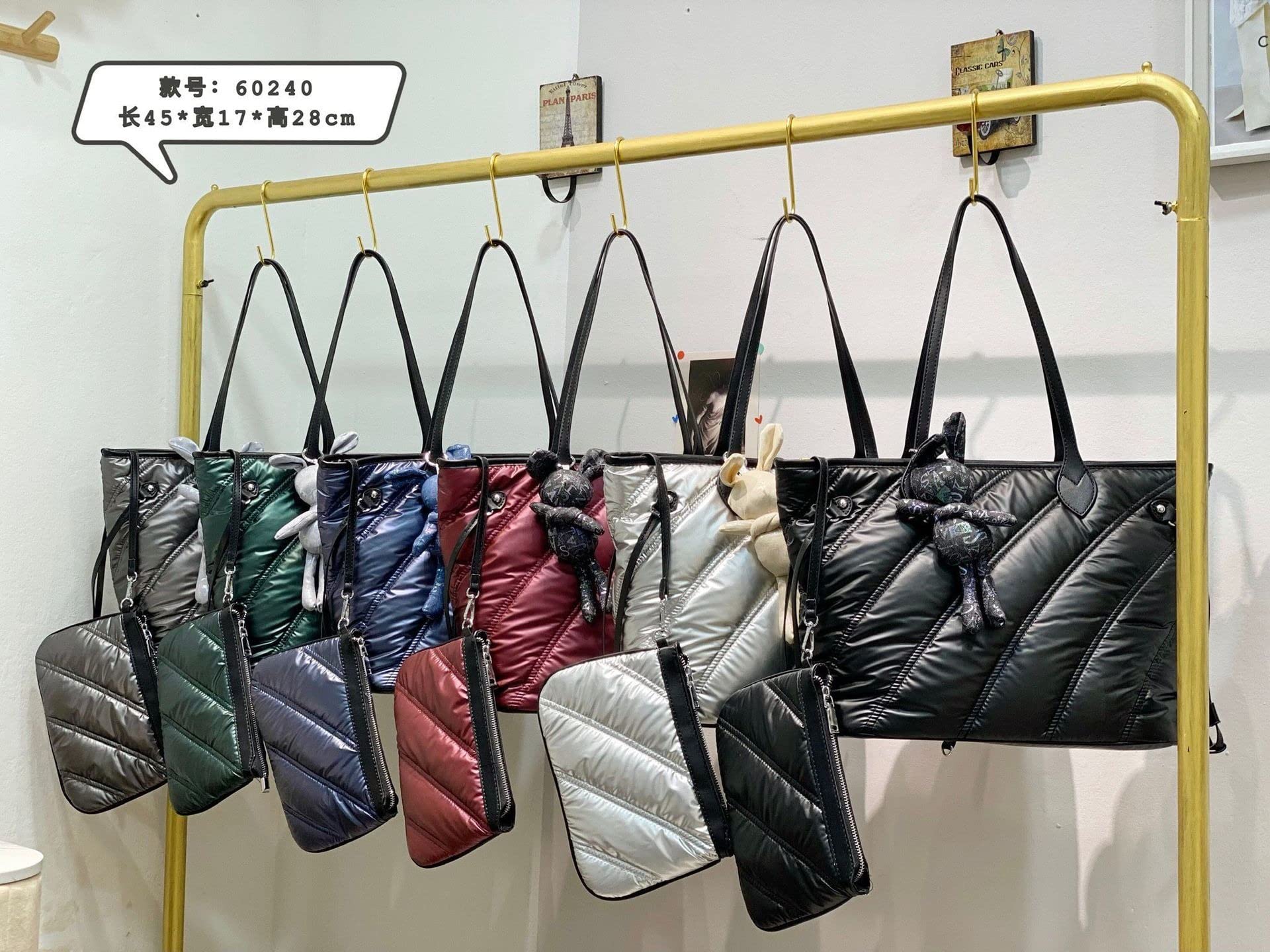 Large Quilted Nylon Padding Tote Bag Waterproof Casual Handbags Puffer for women