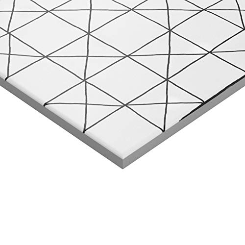 Infinitum Encaustic Black and White 3 in. x .6 in. Matte Porcelain Floor and Wall Tile Sample