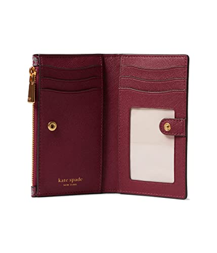 Kate Spade New York Spade Flower Monogram Coated Canvas Small Slim Bifold Wallet Garnet Rose Multi One Size