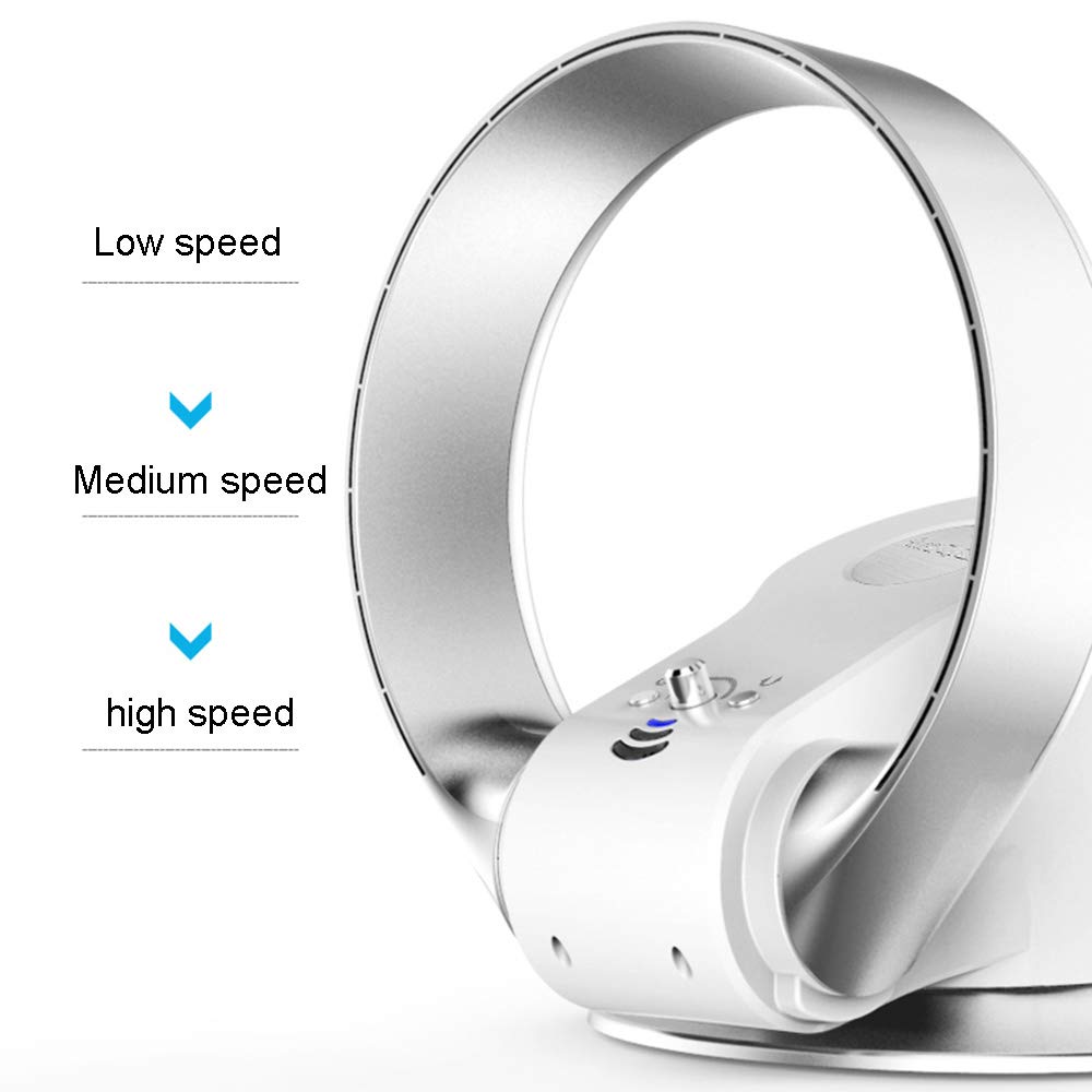 HLILY Bladeless Wall Mounted Fan,Remote Control/Timer,Power Saving, Ultra-Quiet Cooling Desktop Fan,26W, White/Silver/Black
