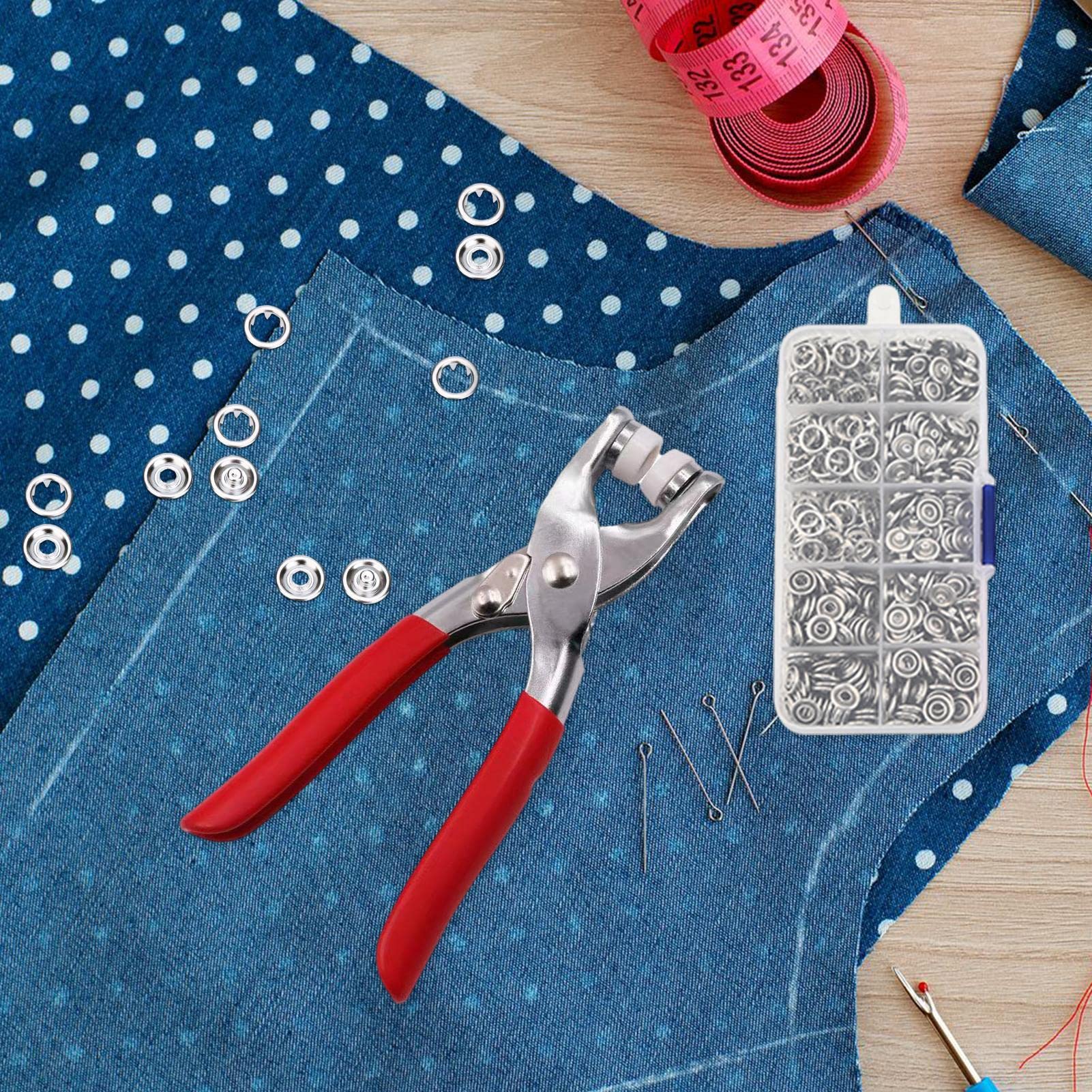 Hand Press PliersSnap, Hand Press Pliers, Heavy Duty Snap Fastener Tool for Boat Cover, Canvas, Sewing, Traps, Fastener Tool, Hand Hole Puncher, Handle Hole Punch, Soft Grip Snap Button Tool with