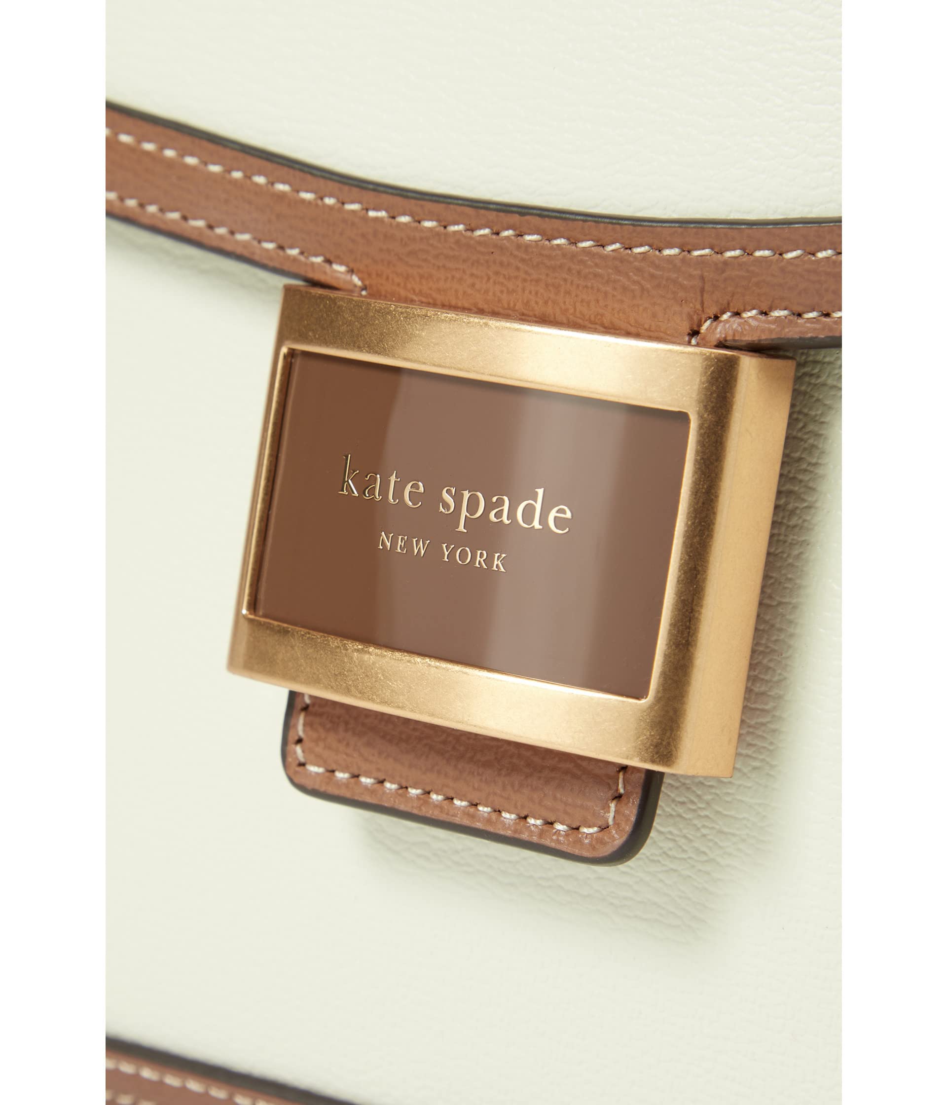 Kate Spade New York Katy Color-Blocked Textured Leather Medium Shoulder Bag Halo White Multi One Size