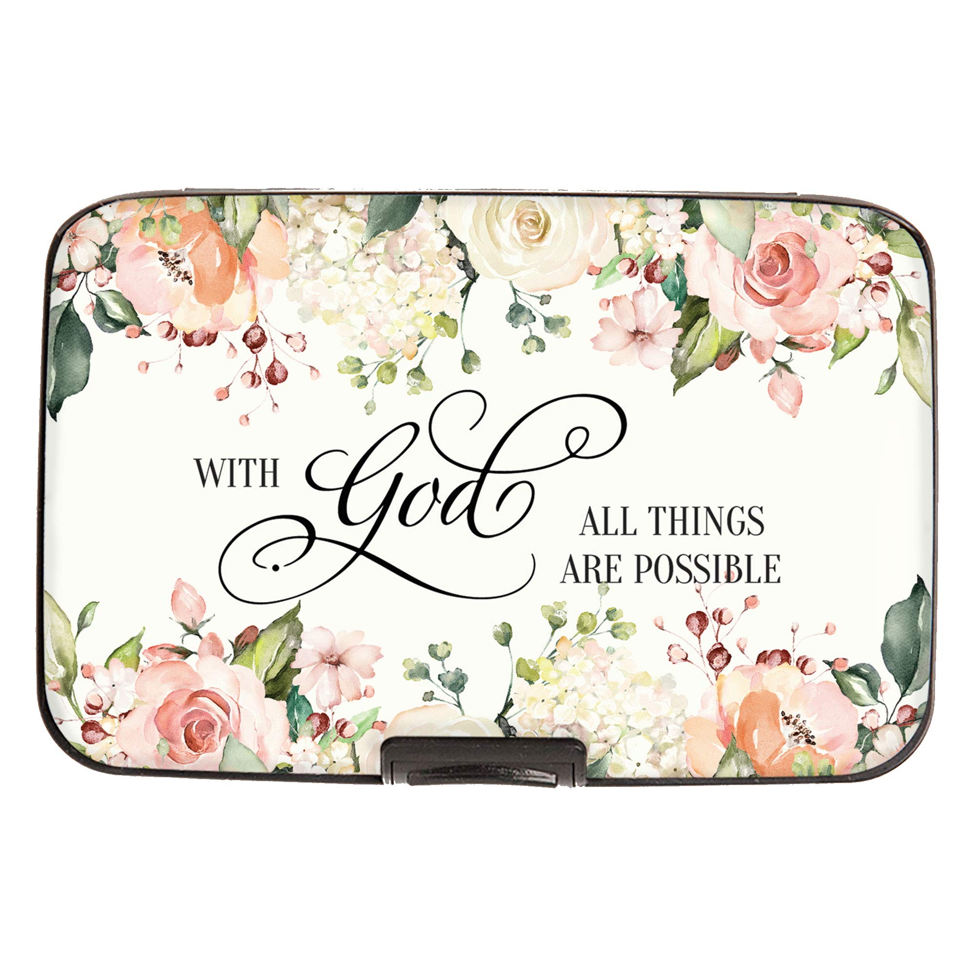 Monarque Armored Wallet Credit Card Case with RFID Data Theft Protection (All Things Are Possible)