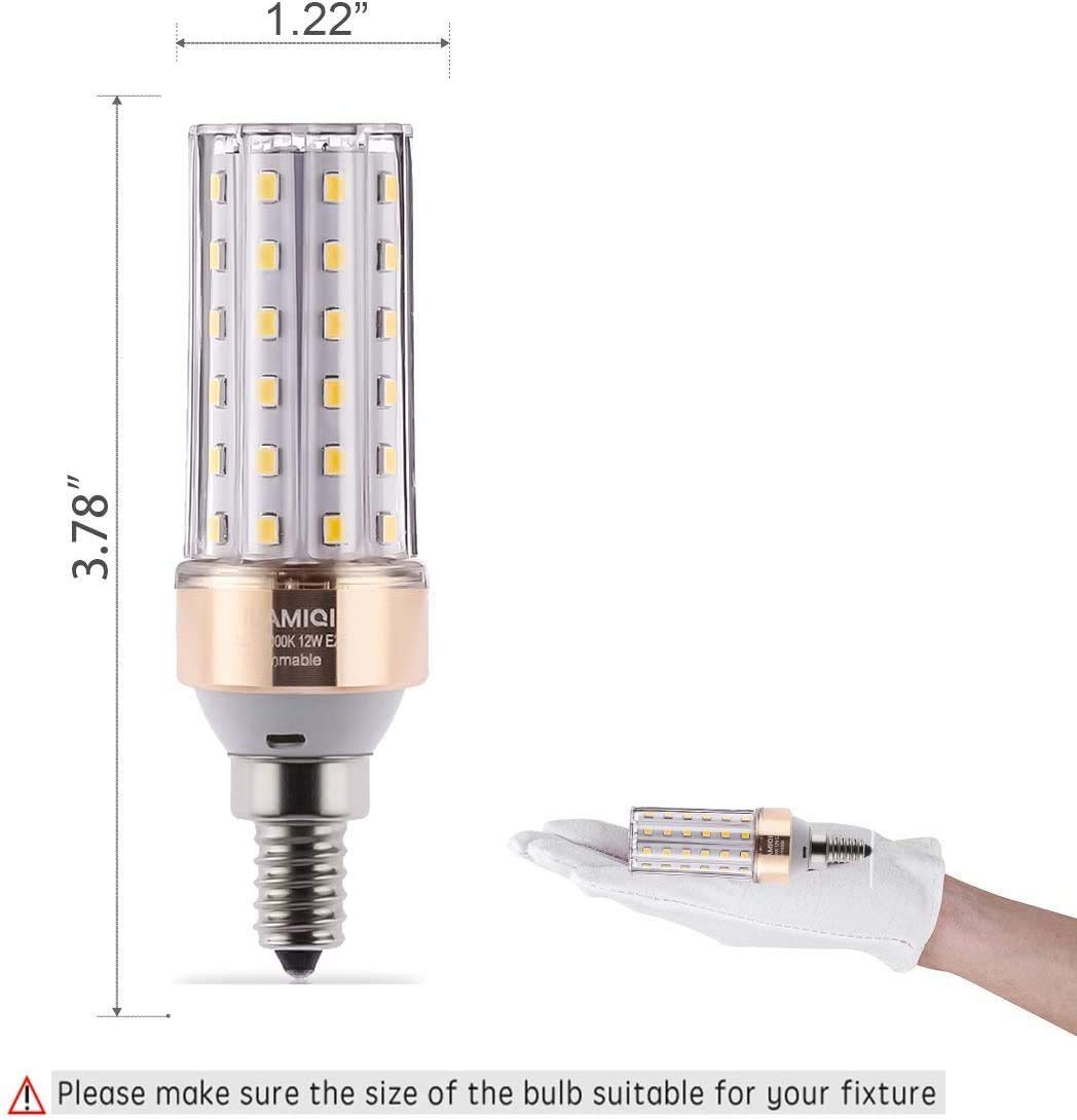 ILAMIQI E12 LED Bulbs Dimmable,8W LED Light Bulbs,80 Watt Equivalent,Soft Warm White 3000K LED Chandelier Bulbs, Ceiling Fan,Decorative Candle Base, Pack of 3