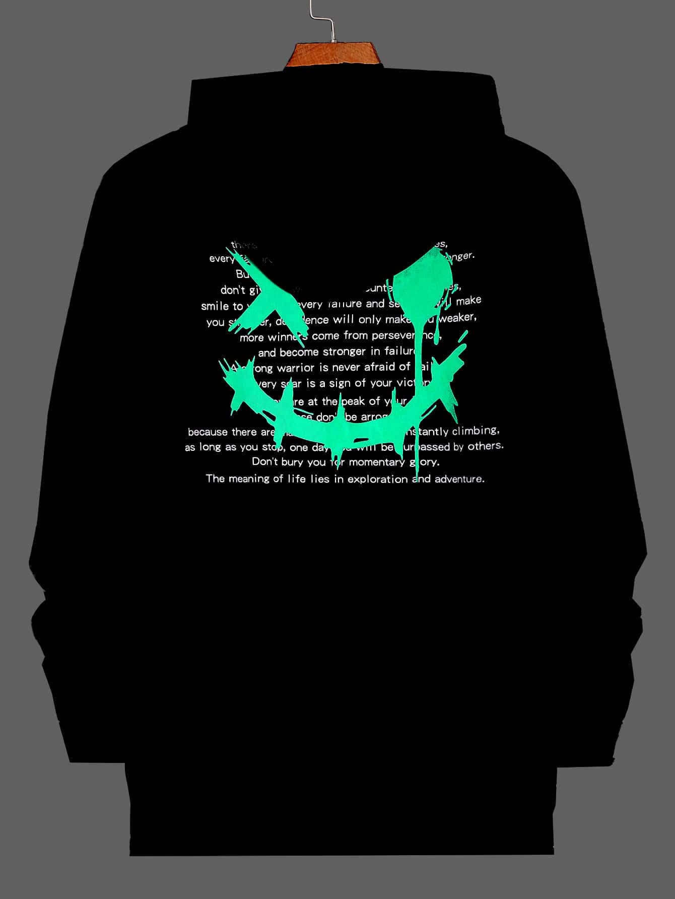 GORGLITTER Men's Bear Print Graphic Hoodies Long Sleeve Drawstring Hooded Sweatshirt Pullover Tops Black Large