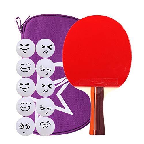 Hewen-Ping Pong Set Table Tennis Racket Student Children Beginner Entertainment Table Tennis Bat Set with 1 Rackets, 10 Balls Table Tennis Bat (Color : D)