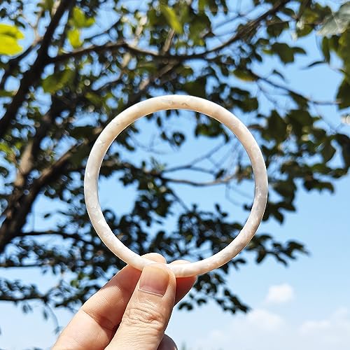 Junyuerly Wristlet Keychain Bracelet for Women Bangle Key Rings Acetate Round Key Chain with Clip (gold-pearl white)