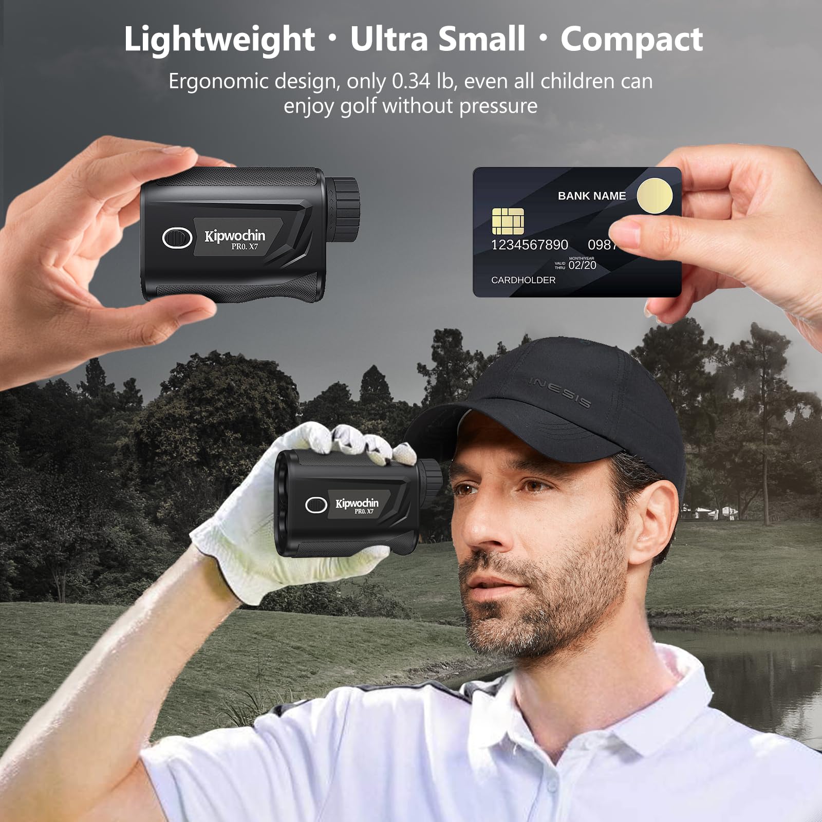 Kipwochin Golf Rangefinder with Slope, Type-C 880 Yards Range Finder, Flag Lock with Vibration,0.1S Measurement,6X Magnification,USB Rechargeable Laser Rangefinder for Golf & Hunting