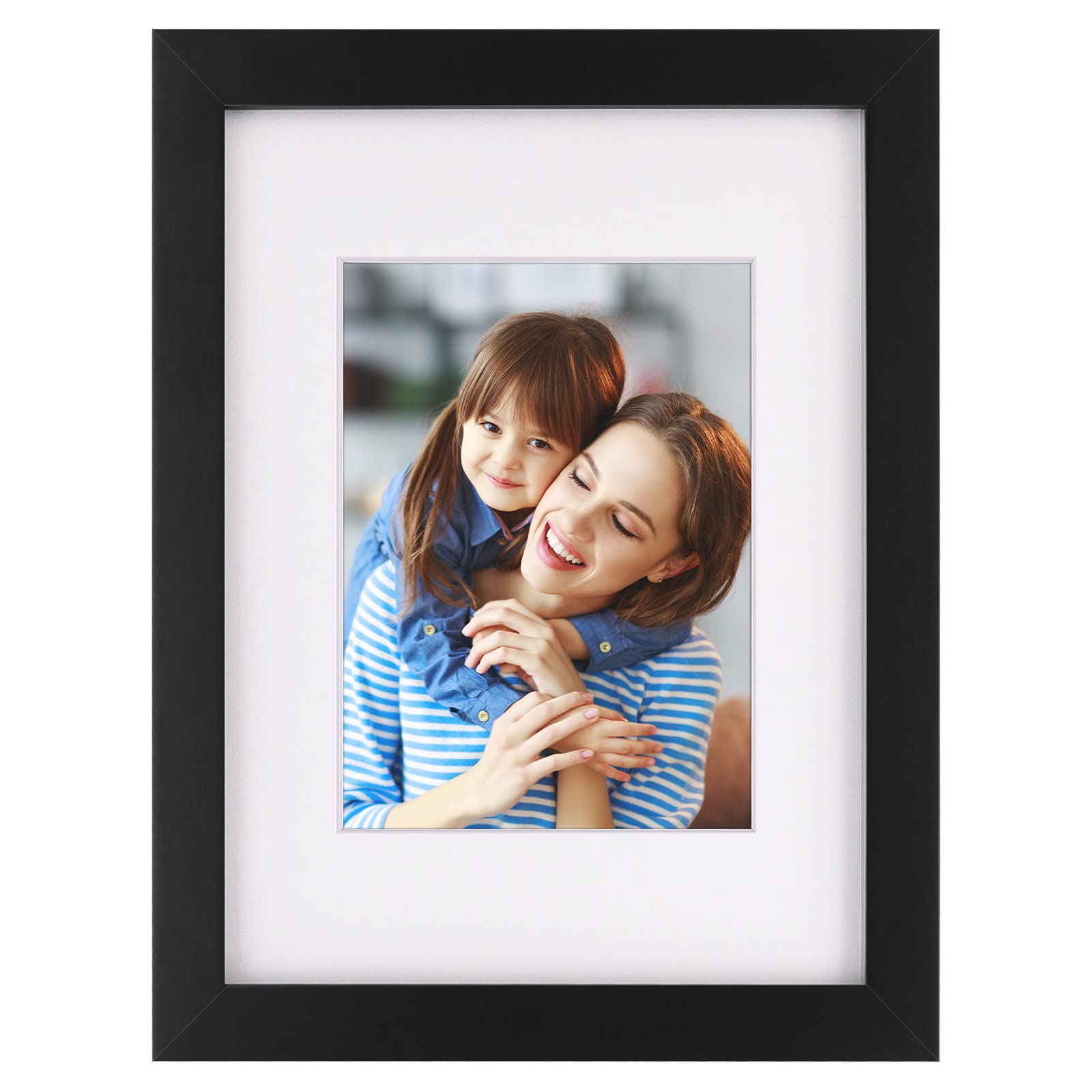 Golden State Art Picture Frame, 9x12 inches, Black, Acrylic Glass, Solid Wood, Mat for 6x8 Photos, Wall Display