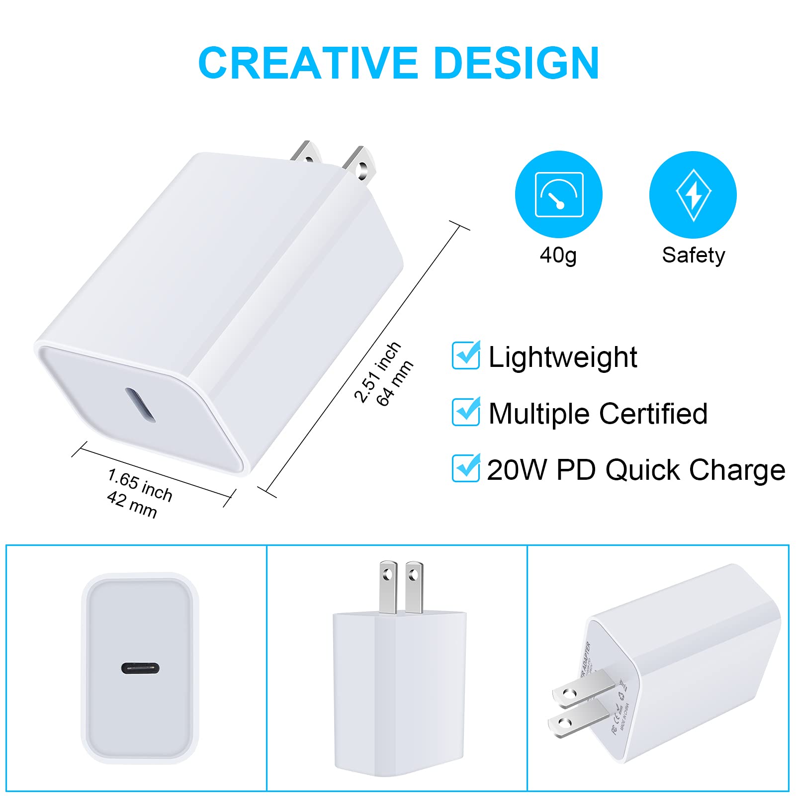 iPhone Fast Charger Block [2 Pack] USB C Wall Charger PD Power Adapter for iPhone 15 Pro/15 Pro Max/15/15 Plus/14 Pro/13/12/11/Pro/Max/Mini/SE/XS/XR, Samsung Galaxy S24 A15 A14 5G A13, Pixel 8 Pro/7a