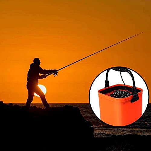 LMMDDP Foldable EVA Water Bucket with Rope Belt Outdoor Collapsible Bag Carp Fishing Bait Buckets Tackle Tools Accessories 1Pcs
