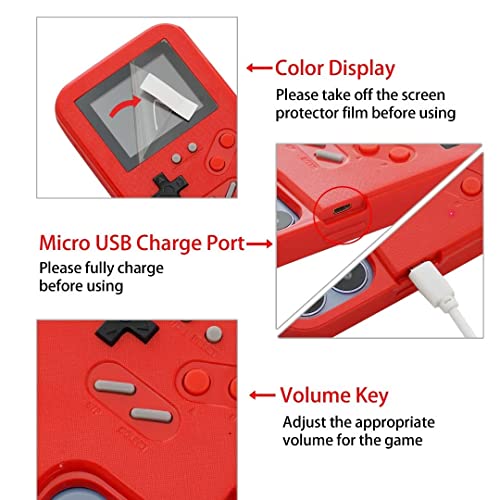 WeLohas Gameboy Case for iPhone 13 Mini,Handheld Retro 168 Classic Games,Color Video Display Game Case for iPhone,Anti-Scratch Shockproof Phone Cover Red