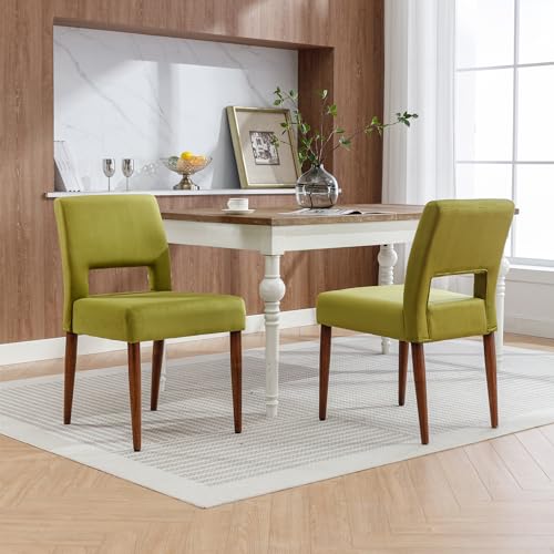 Haplized Accent Chairs Set of 2, Velvet Chairs with Solid Woood,Upholstered Dining Chairs for Living Room, Kitchen, Bedroom, Beauty Room,Dining room (Green, Set of 2)
