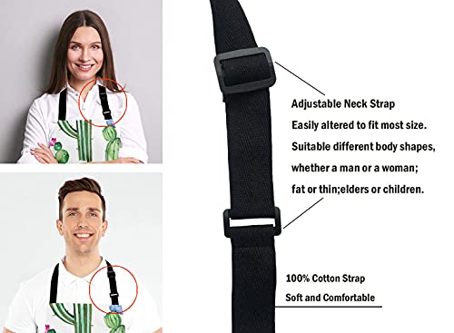 Lefolen Cactus Adjustable Bib Apron, Tropical Watercolor Cactus Plants Cooking Kitchen Apron for Men Women