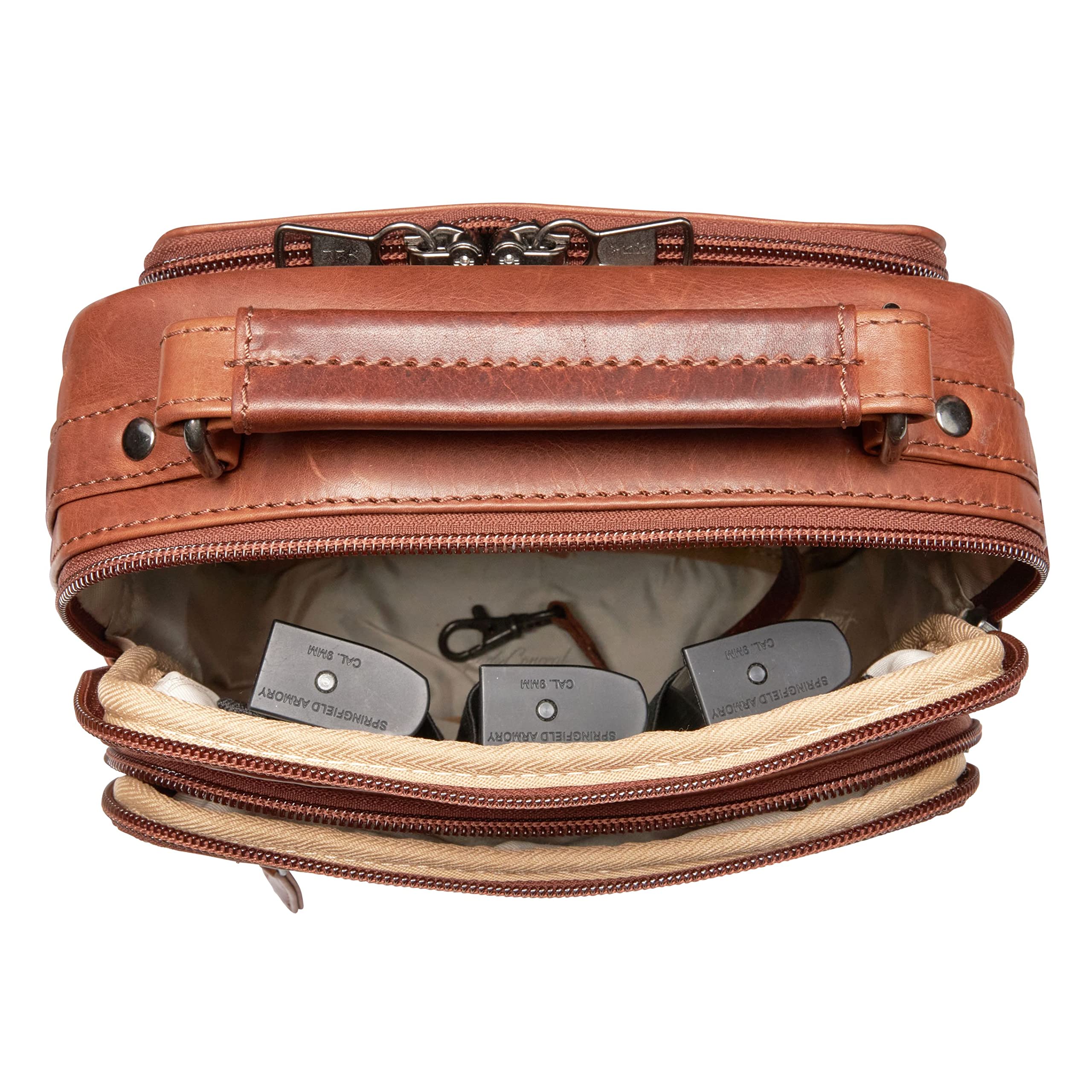 Lady Conceal Concealed Carry Logan Unisex Crossbody Bag (Cognac)