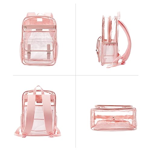Telena Clear Backpack, Heavy Duty PVC Transparent Backpack with Reinforced Strap, See Through Bookbag for College Workplace