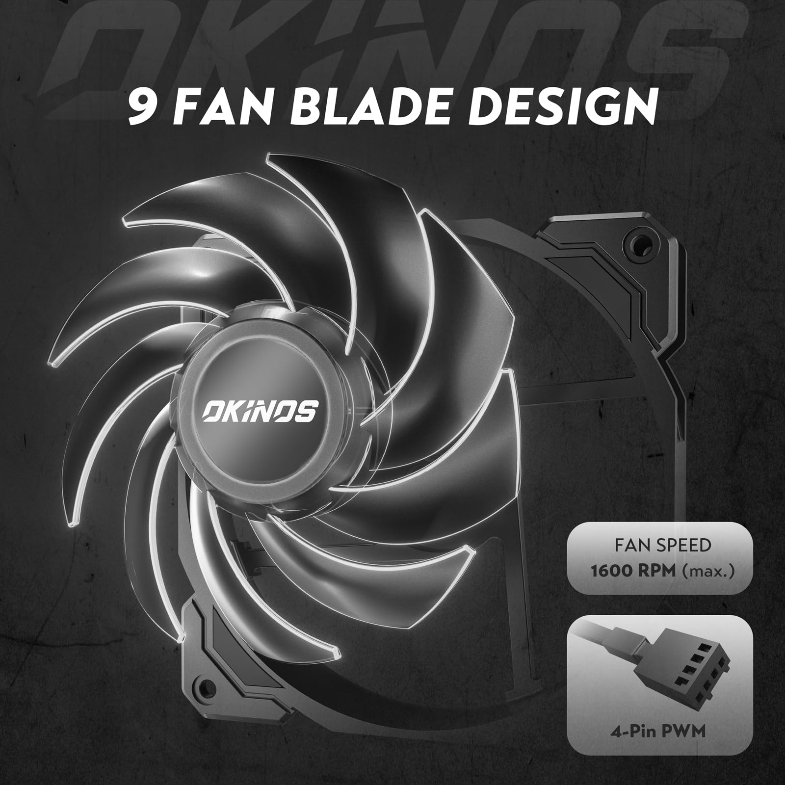 Okinos, 26.9 dBA, 4Pin PWM, Air Series, 120mm Case Fan 5 Packs, Silent Case Fan